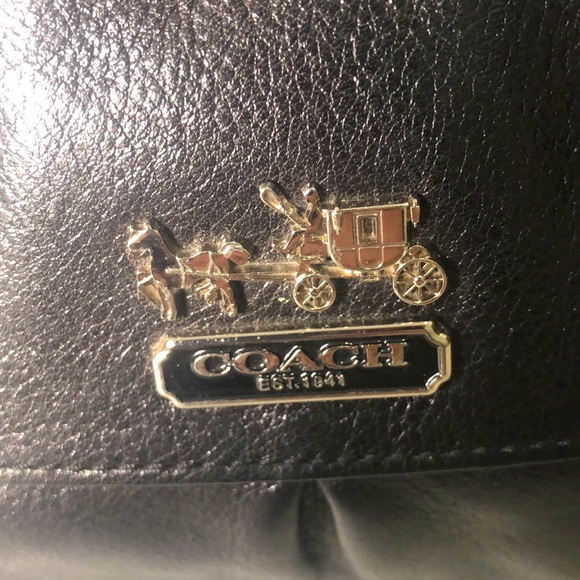 Coach | Bags | Coach Black Leather Bag L8712937 Interior Satin Purple ...